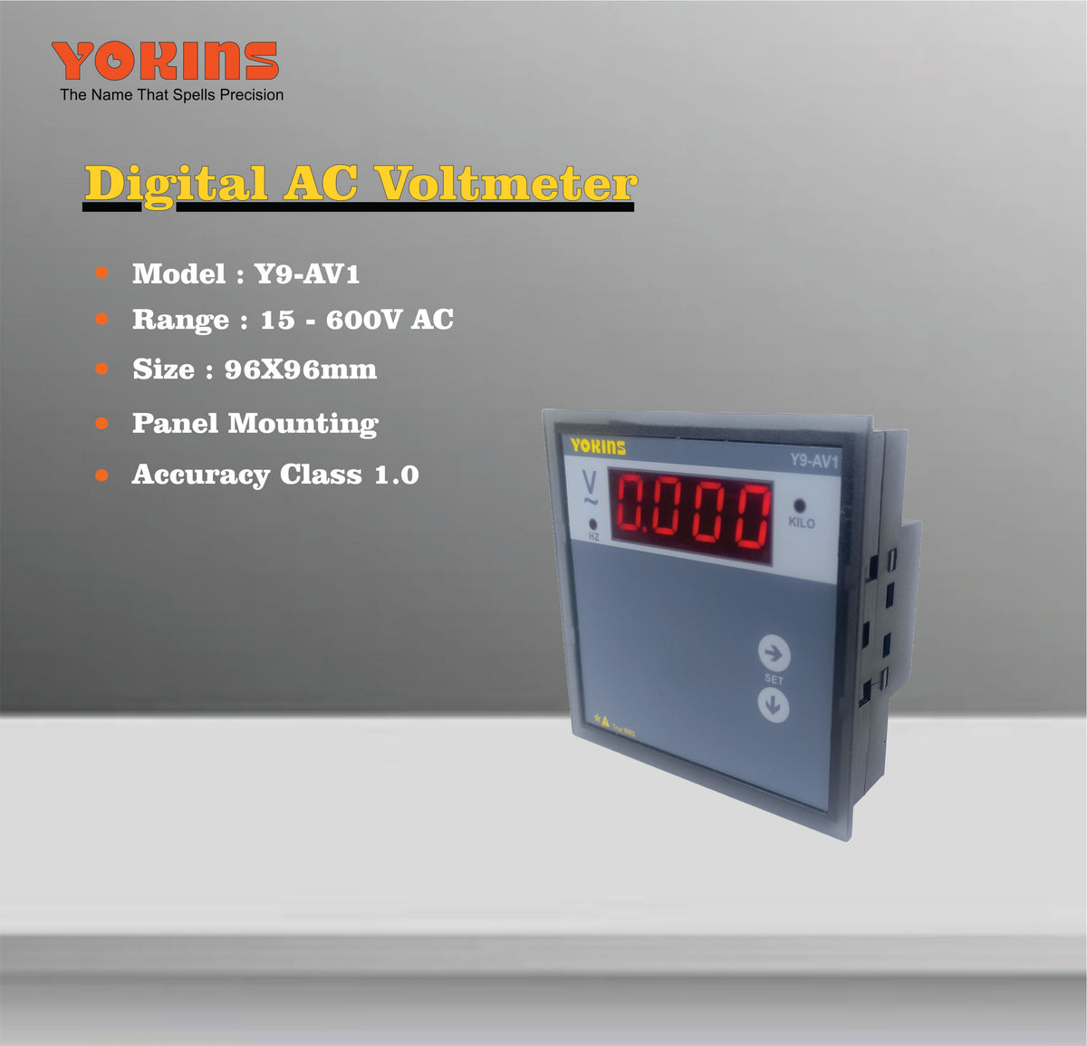 Y9-AV1 AC Voltmeter (Single Phase) – Yokins Instruments